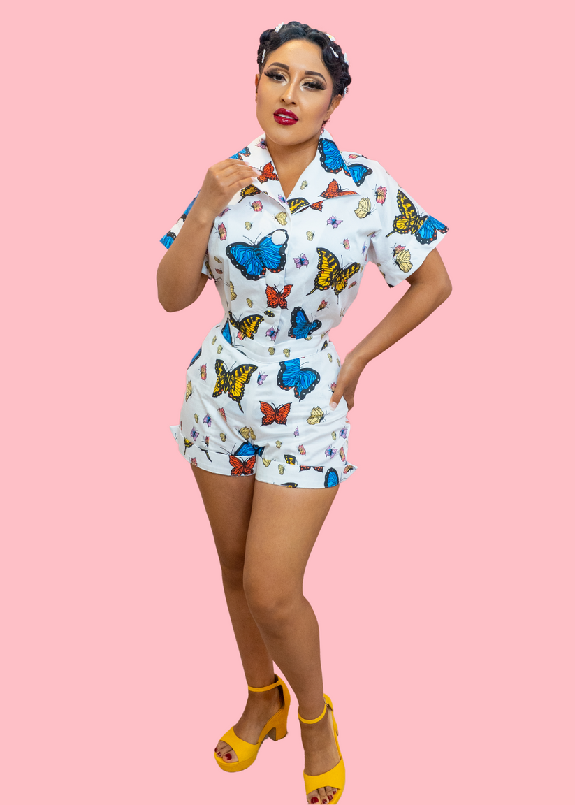 The Lucille Playsuit - Butterflies Print – Nikki Marie Apparel